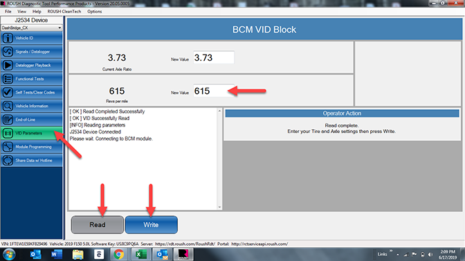 ROUSH Diagnostic Tool (RDT) - Updating Tire Size and Revolutions