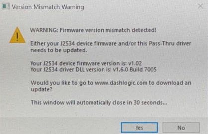 SSM 22-1117-AA - Version Mismatch Error for Dashbridge